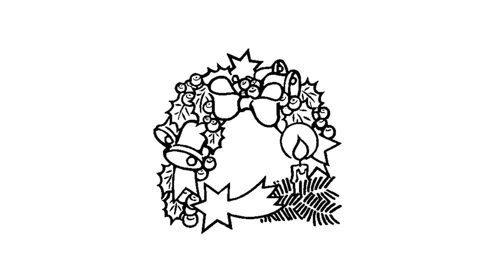 Dibujo de Corona de Navidad para colorear y pintar #30546