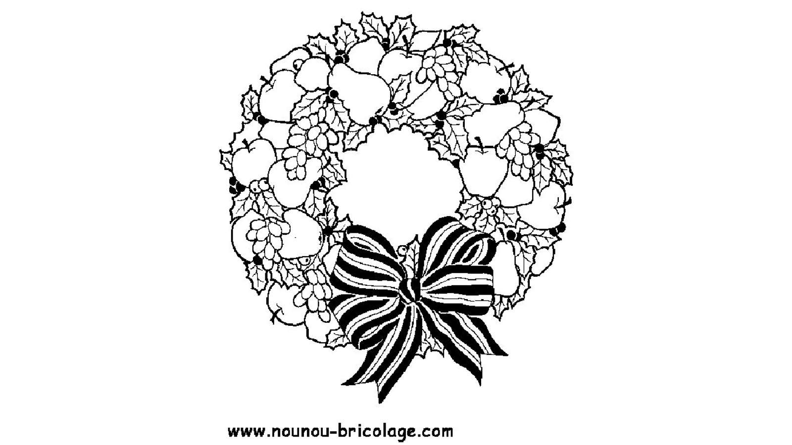 Dibujo de Corona de Navidad para colorear y pintar #30532